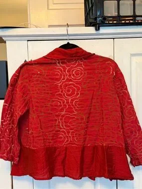cut loose | Jackets & Coats | Cut Loose Red And Gold Open Jacket | Poshmark